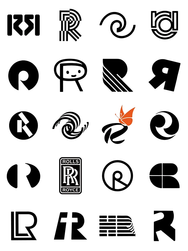 120个英文字母LOGO设计-R