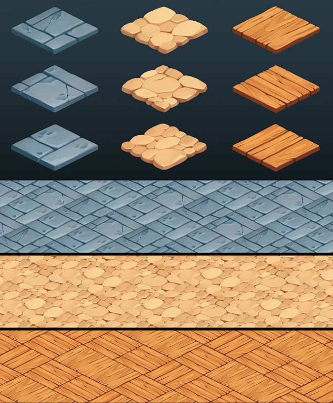 2D isometric casual tiles.-花瓣网