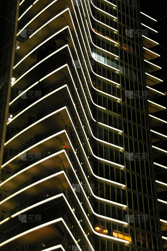 夜晚,摩天大楼,贝鲁特,建筑外部,金属,垂直画幅,图像,现代,无人,黎巴嫩