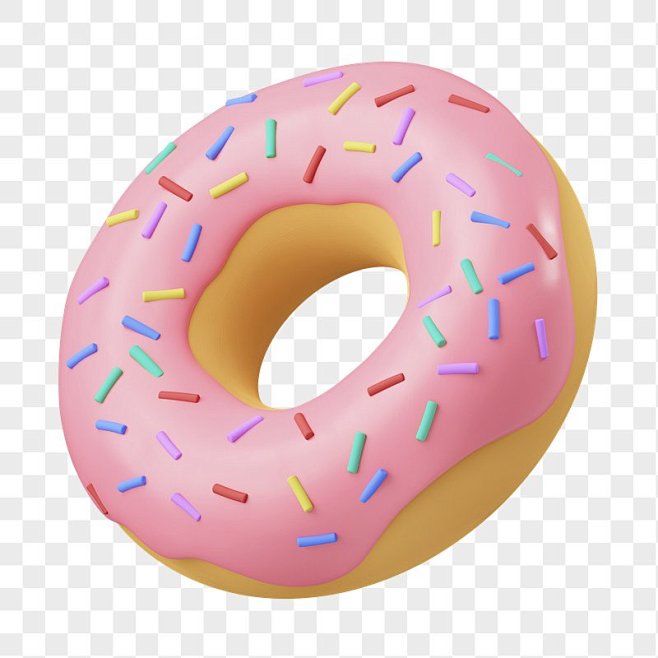 Donut sticker png, 3d food clipart on transparent background