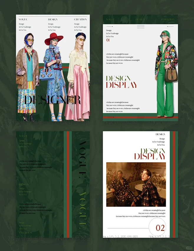 B101·红绿色｜GUCCI色杂志风通用PPT模板-花瓣网