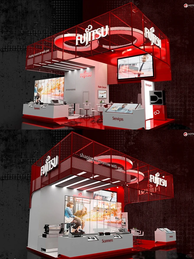 红白相间，固定好用的万能公式/展台设计