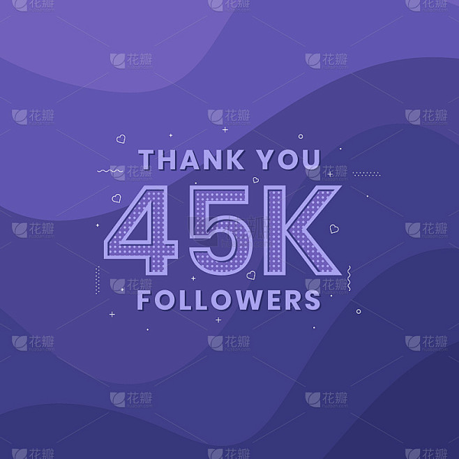 谢谢你的45K粉丝，社交网络的贺卡模板。