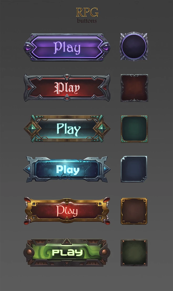 Fantasy RPG slots and buttons, Tatiana Zenzina : Fantasy RPG slots and ...