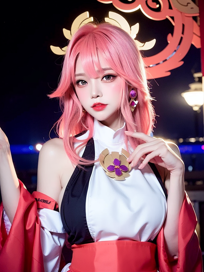 parameters 1girl, (ulzzang-6500:0.725), kpop idol, yae miko, detached ...