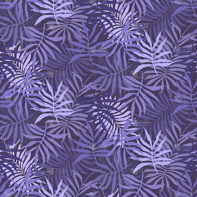 Violet pattern with mess of fern tropical leaves