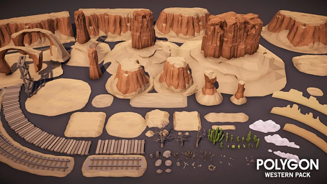 unity3d POLYGON - Western Pack 1.01 西部世界小镇场景模型-淘宝网-花瓣网