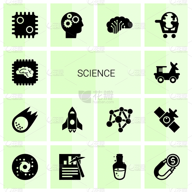 14 science filled icons set isolated on white