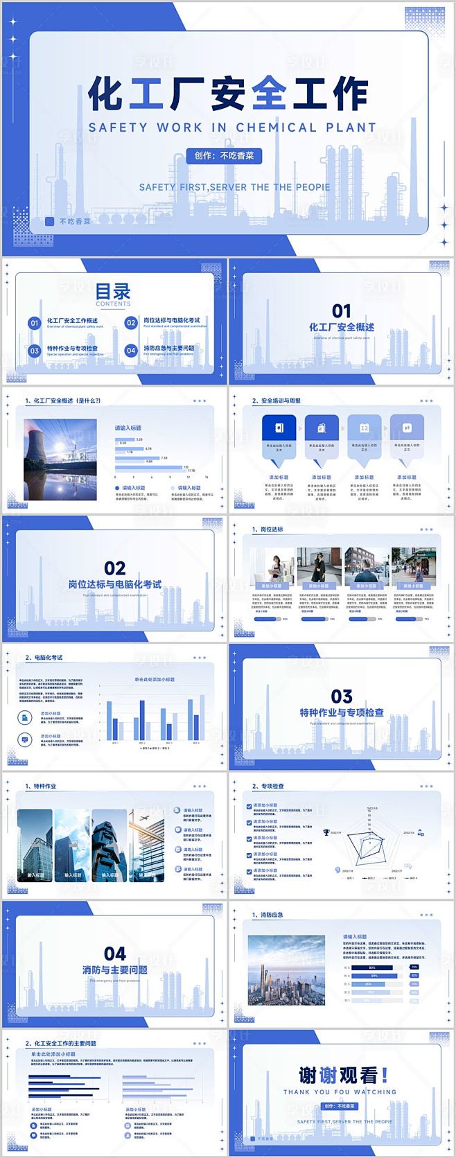 化工厂安全工作PPT模板-源文件分享-ywjfx.cn