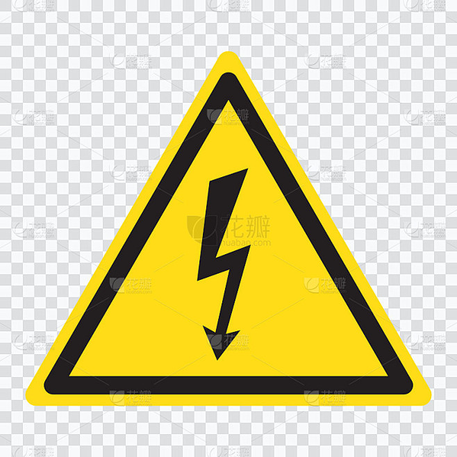 高压标志与闪电，矢量插图。