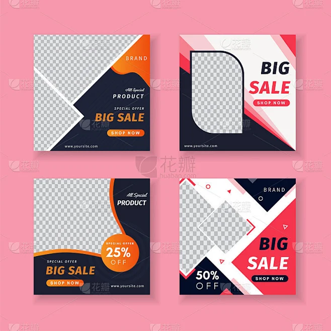 Set of promotion square banners template素材-花瓣网