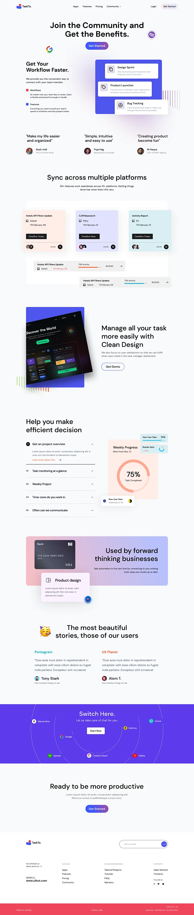 Task Management Website Design - Task To. M Haque for UIHUT-花瓣网