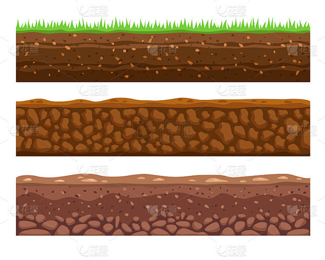 无缝地面或土壤矢量插图集