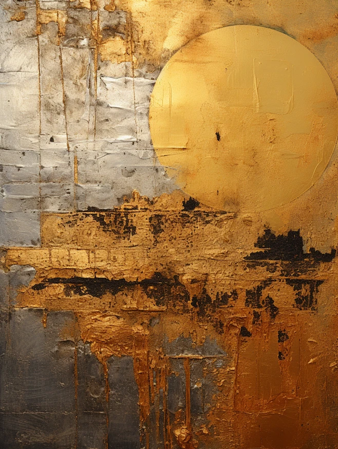 gold gold silver copper paint, in the style of texture exploration ...