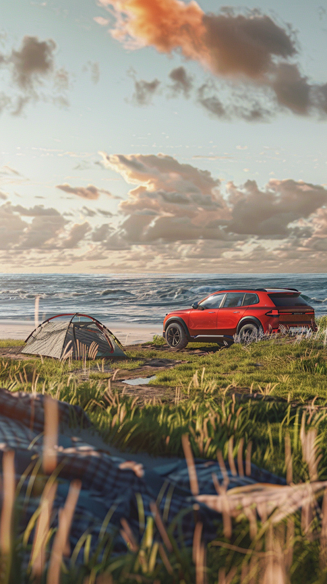 goukai0324_3D_design_BYD_car_near_by_camping_summer_day_blue__b78668a0 ...