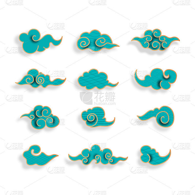 中国风格的云彩。设计元素装饰中国新年，元宵节，中秋节，海报，横幅，或卡片。矢量插图。