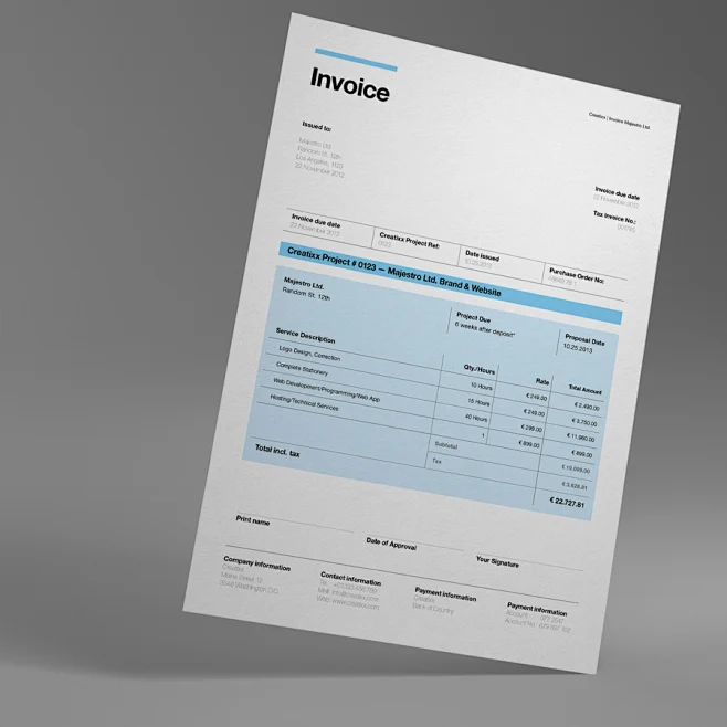 business clean contract corporate creative invoice Layout Project ...