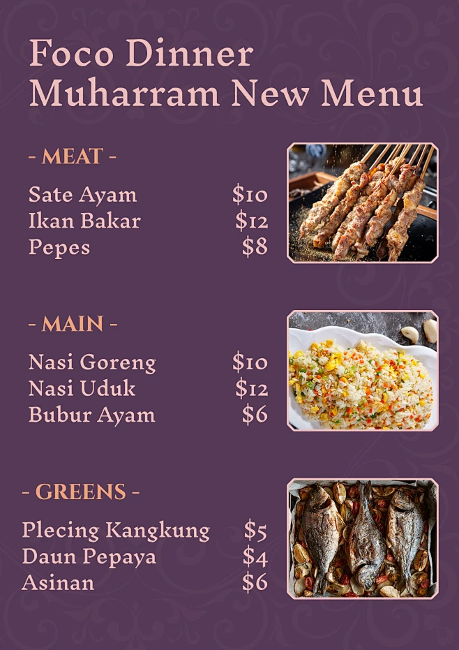 Minimalist Style Islam New Year Dinner Menu素材-花瓣网