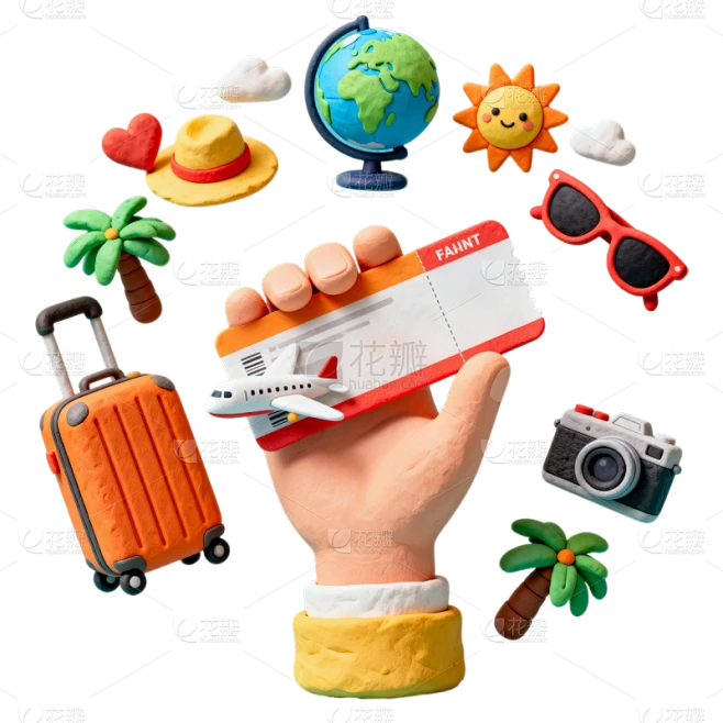 双十二双十一618粘土3d手拿优惠券礼盒元素素材-花瓣网