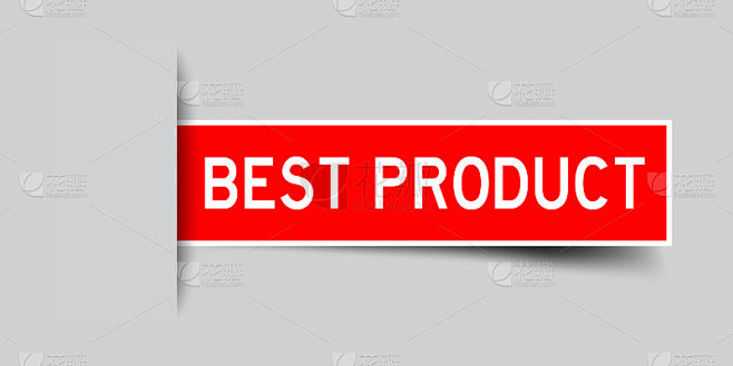 Label sticker red color in word best product that