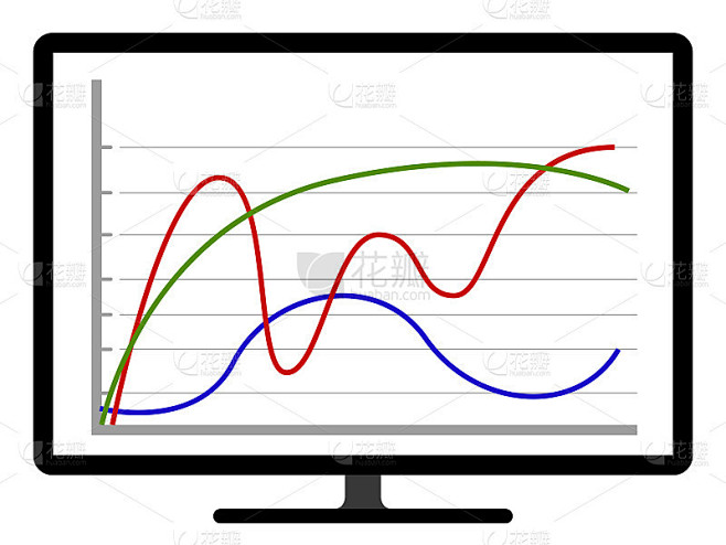 Colored business graph on a computer screen