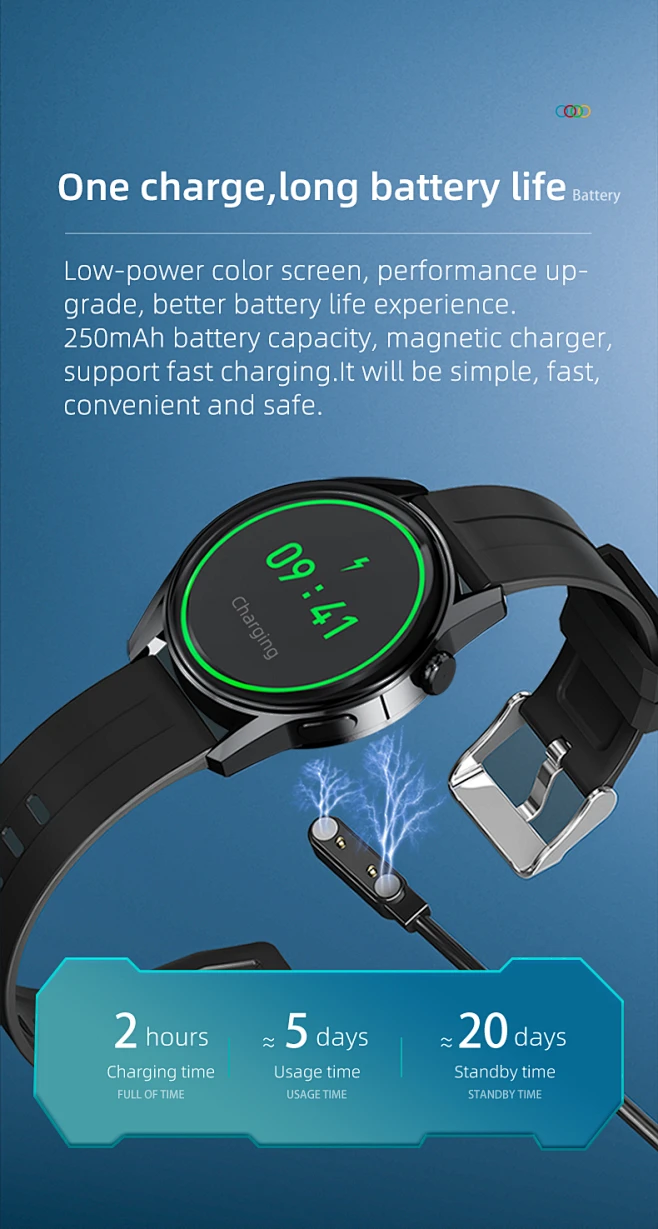 Gt3 Da Fit Smart Watch Men Sport Fitness Clock Round Full Touch Heart ...