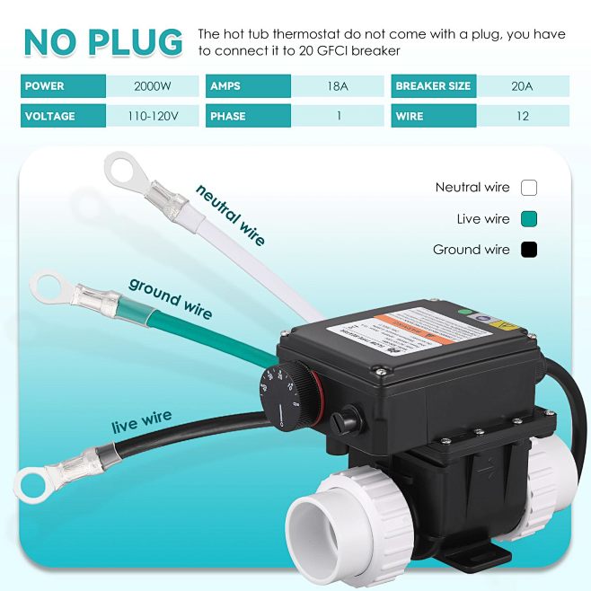 110V 2KW Spa Heater Thermostat 400 Gallon Above Ground Pool 110V 2KW ...