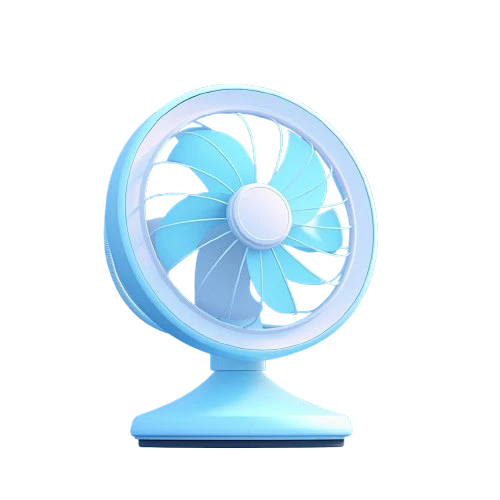 ljy2295_A_white_desk_fan_on_a_blue_background_3D_rendering_in_t ...