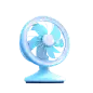 ljy2295_A_white_desk_fan_on_a_blue_background_3D_rendering_in_t ...