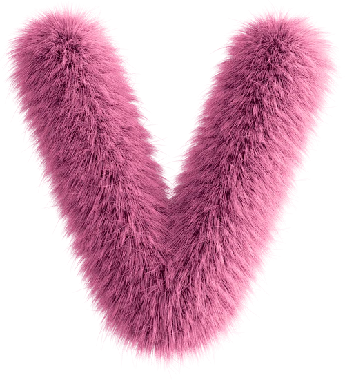 Pink 3D Fluffy Letter V-花瓣网