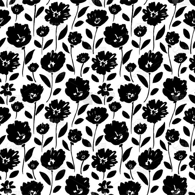 Seamless floral vector pattern with peonies, roses