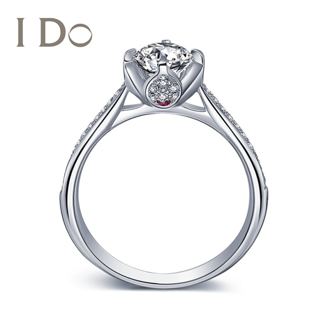 I Do 真爱加冕系列18K金/PT950钻石红宝石女戒正品群镶30分ido-tmall.com天猫