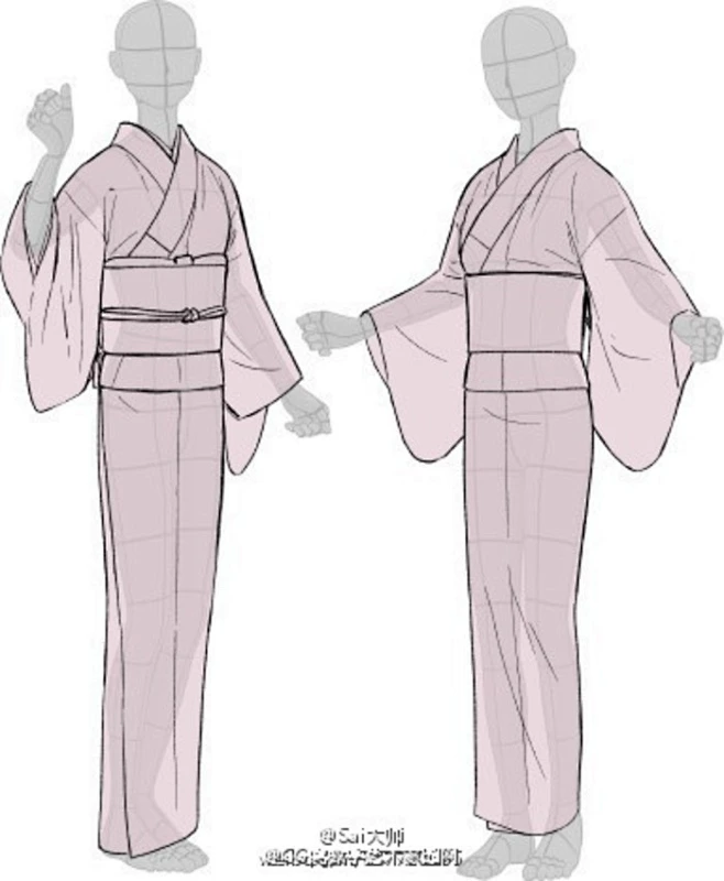 和服的画法及参考-花瓣网