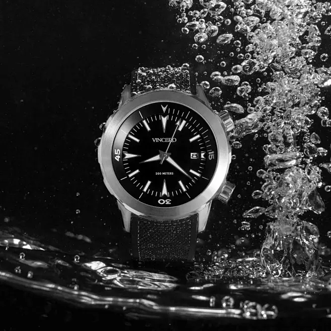 Men's Luxury Vessel Swiss Lume Watch Black Silicone Strap Band Black ...