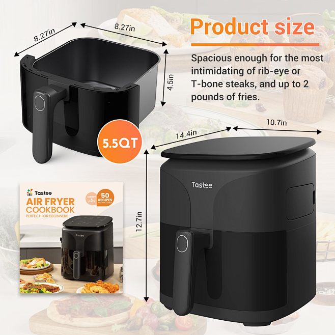 Amazon.com: Tastee Sensor Magic Smart Air Fryer 5.5 QT with Dual-sensor ...