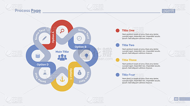 四个选项部分幻灯片模板