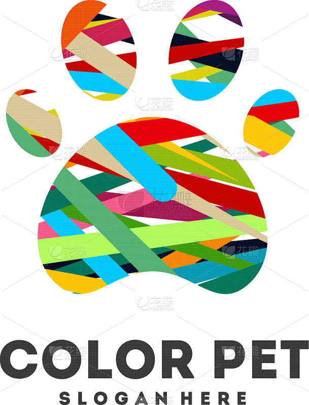 abstract pet paw logo designs concept colorful
