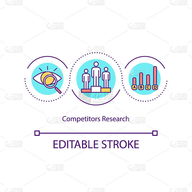 竞争对手研究概念图标