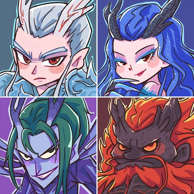 手绘Q版哪吒四海龙王同人头像 - 小红书-花瓣网