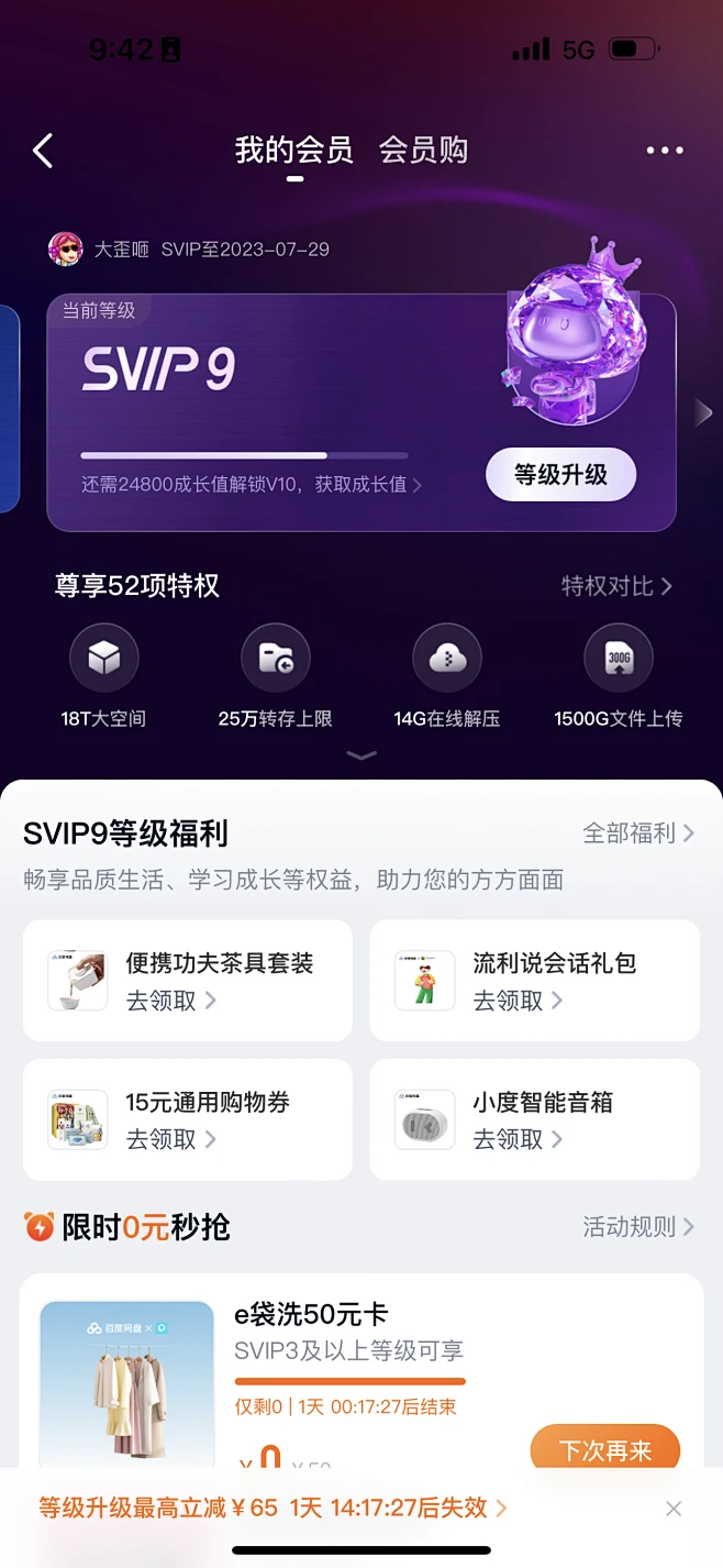 百度网盘-SVIP9 会员等级 会员中心大众会员 白银会员 黄金会员 铂金会员 钻石会员 会员中心 会员页 超级会员 会员等级 VIP会员 ...