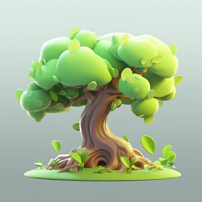 Simple leaves, minimalist style, pixar, c4d rendering, vine tree, tree ...