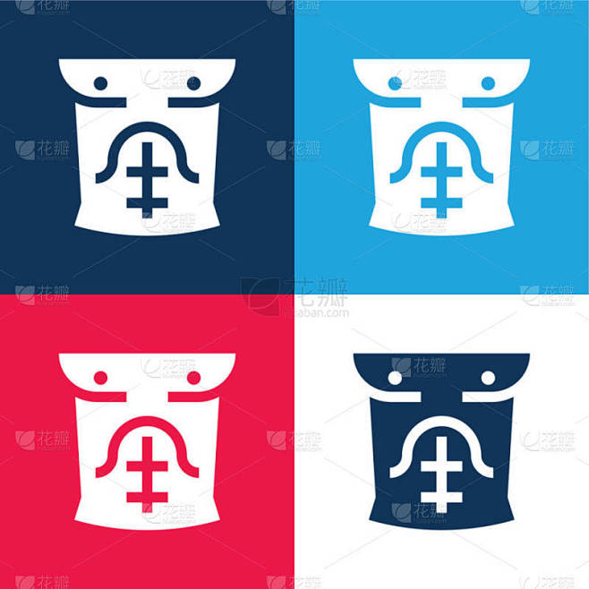 ABS蓝色和红色四色最小图标集