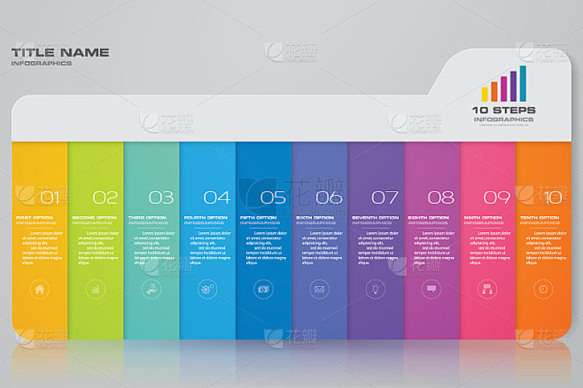 10 steps simple&editable process chart infographic