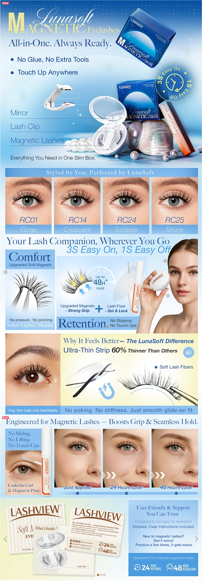 Amazon.com: LASHVIEW Magnetic Eyelashes with Applicator Upgrade Soft Magnetic Eyelashes Natural ...