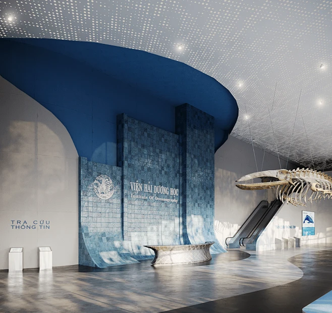 aquarium Ocean fish museum Exhibition interior design Whale-花瓣网
