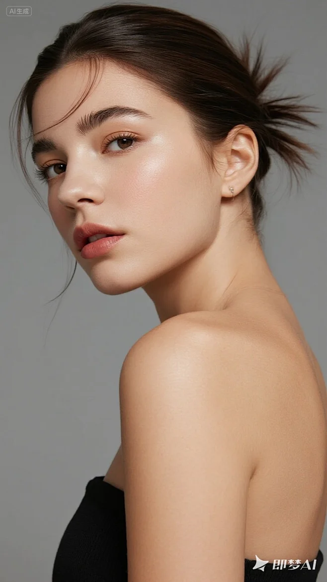 jimeng-2025-07-11-7573-皮肤质感好的欧美女性模特，灰色背景-花瓣网