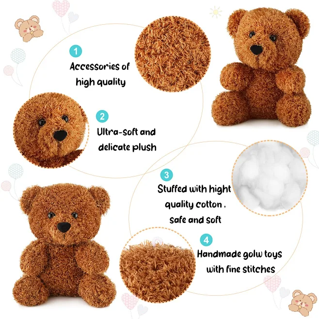 Amazon.com: 4 Pieces Bear Stuffed Animals 7.8 Inch Plush Bears Toys ...
