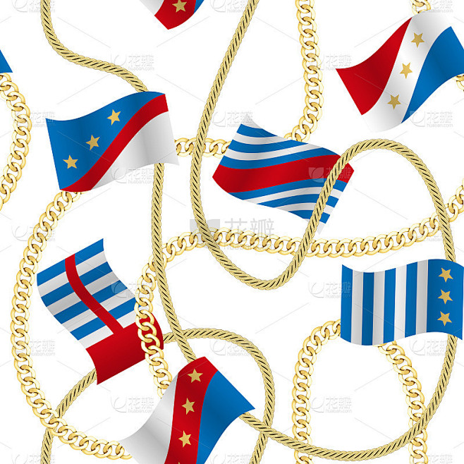 Flags and Chains Vector Fashion Seamless Pattern
