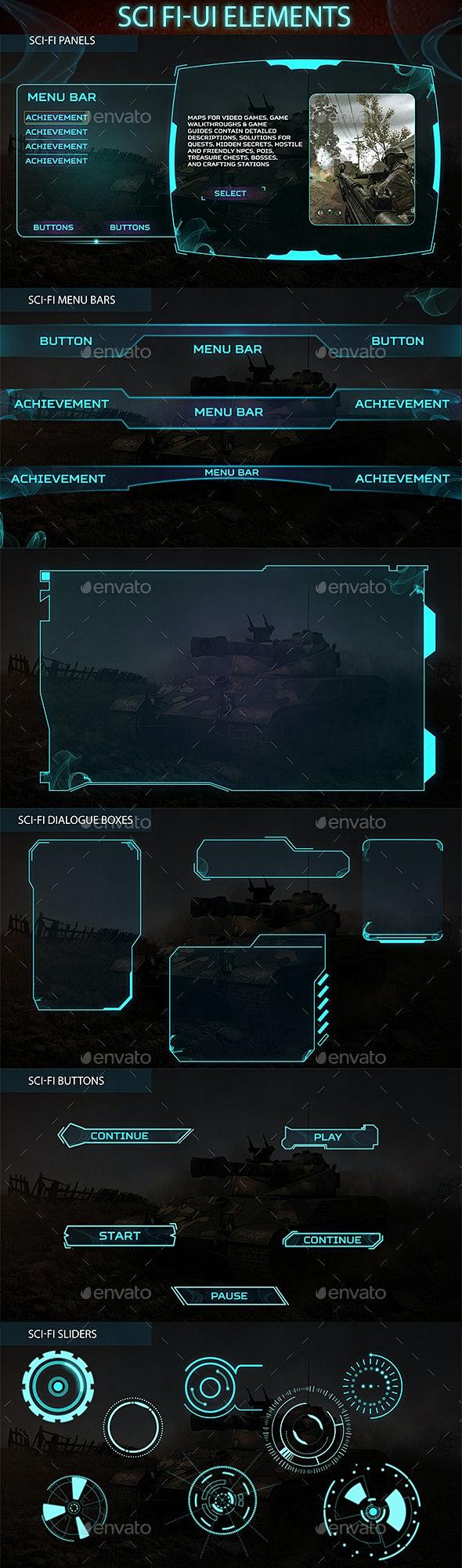 Sci-fi-ui-elements - User Interfaces Game Assets
