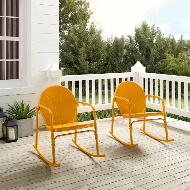 Griffith 2Pc Outdoor Metal Rocking Chair Set-花瓣网